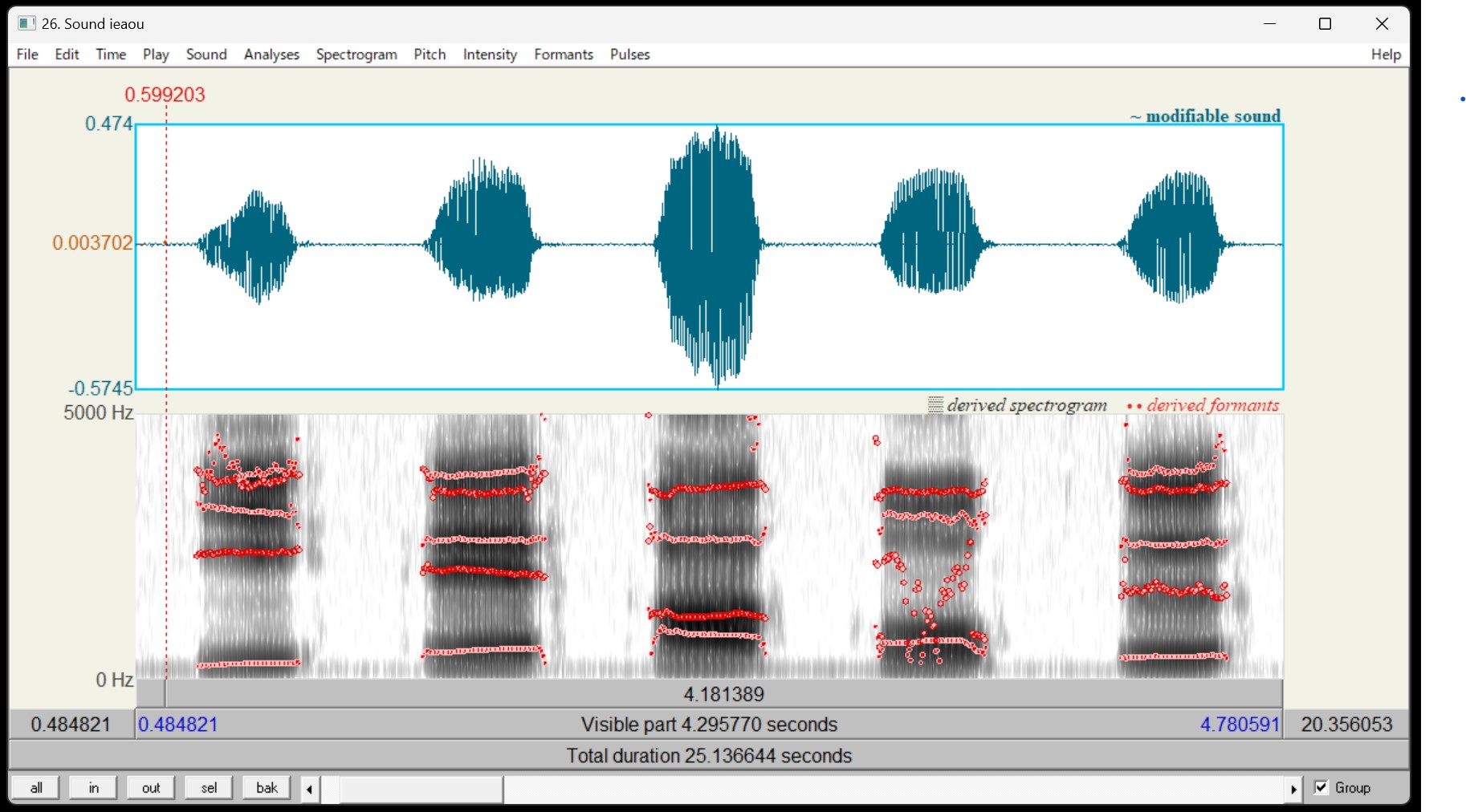 母音のフォルマントの計測 | Praatで音声学 | 発音と音声学の資料室